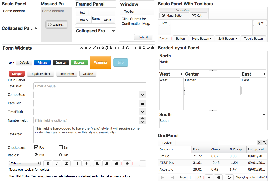 A pair of themes for ExtJS